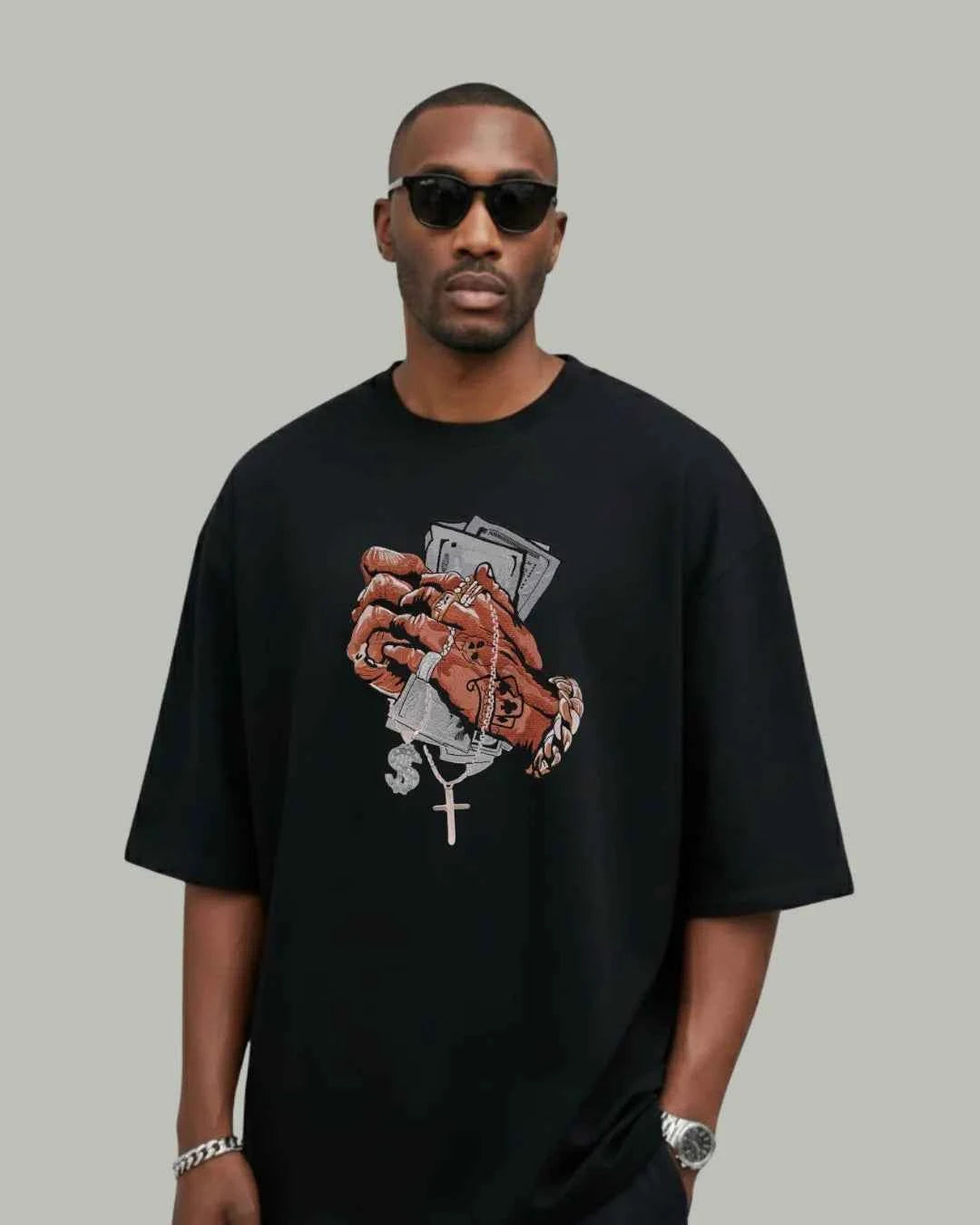 Money Grip Embroidered Oversized T-Shirt – Kreativ Arts Inc